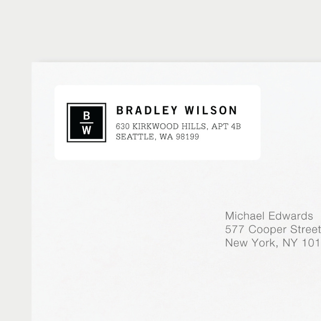 Classy Stacked Initial Return Address Labels | Paper Culture