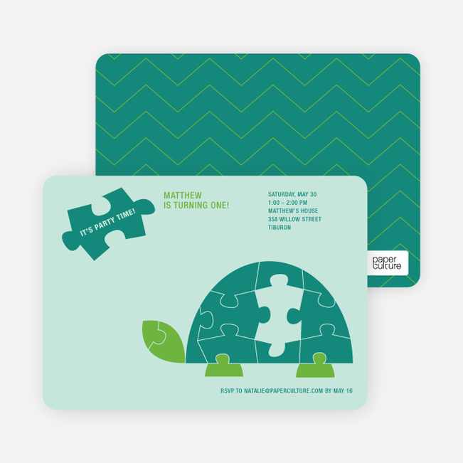 Modern Turtle First Birthday Invitation | Paper Culture