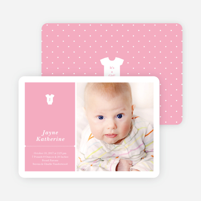 Onesie Tag Fresh Birth Announcements | Paper Culture