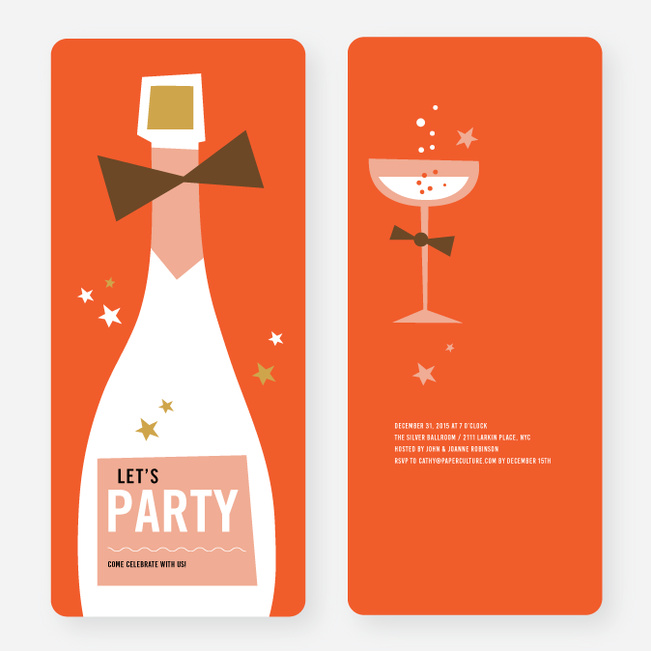 Retro Champagne Holiday Party Invitations | Paper Culture