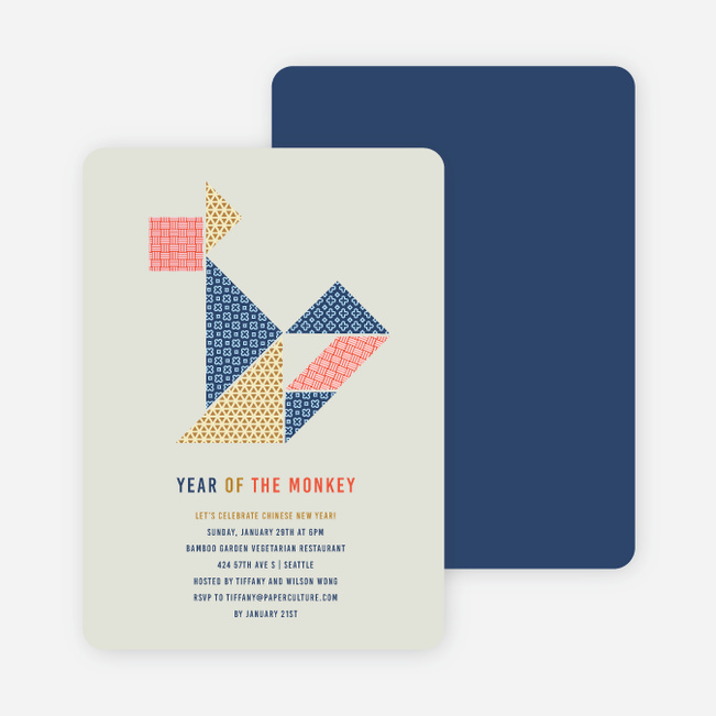 Tangram Year of the Monkey Invitations | Paper Culture