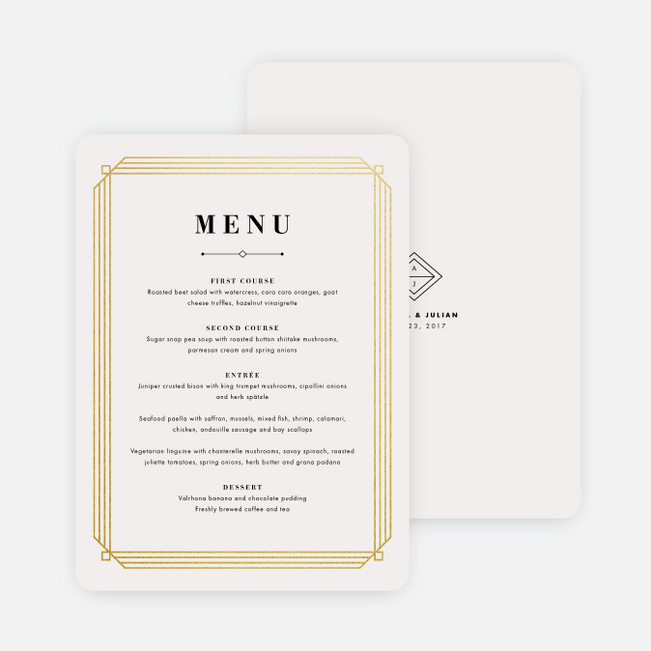 Art Deco Wedding Menus | Paper Culture