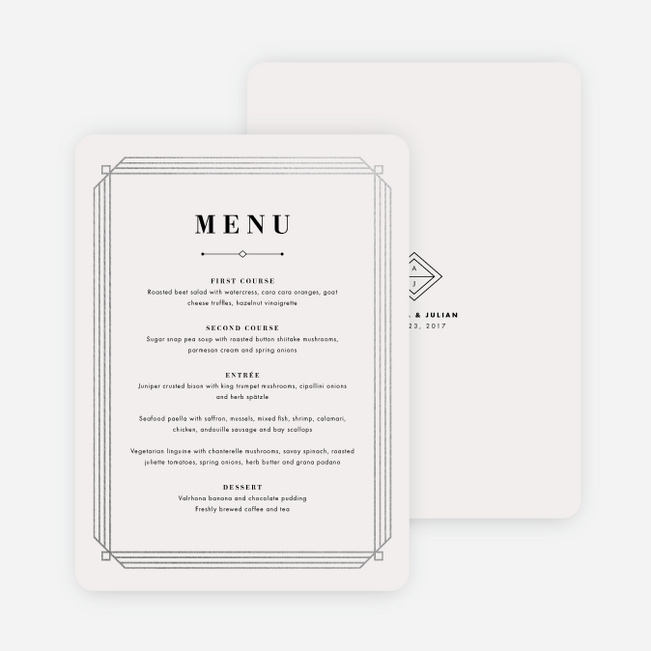 Art Deco Wedding Menus | Paper Culture