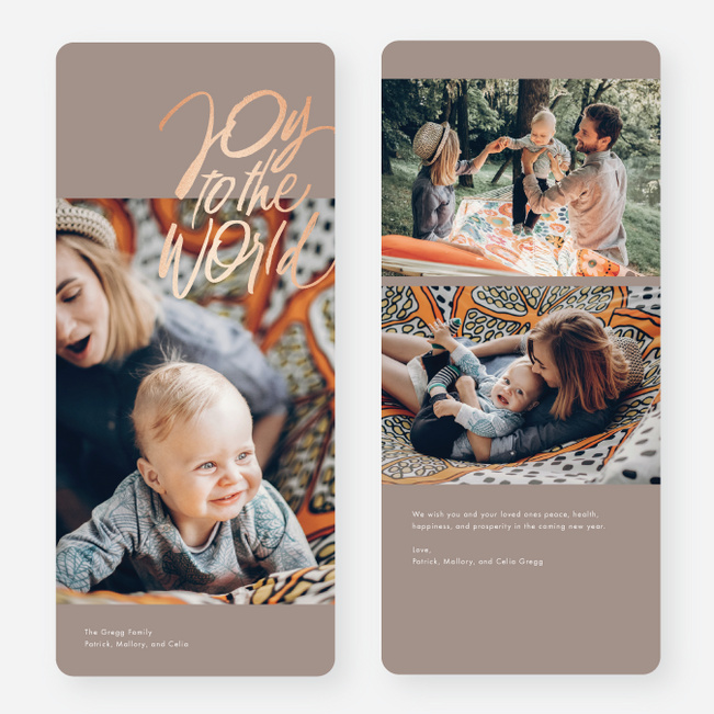 Foil Christmas Carol Multi Photo Holiday Cards | Paper Culture