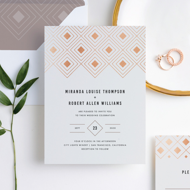 Foil Princess Cut Wedding Invitation Suites | Paper Culture