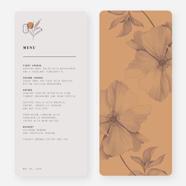 Artistic Flowers Wedding Menus | Paper Culture