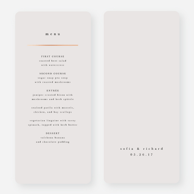 Less is More Wedding Menus | Paper Culture
