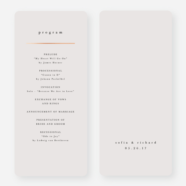 Less is More Wedding Programs | Paper Culture