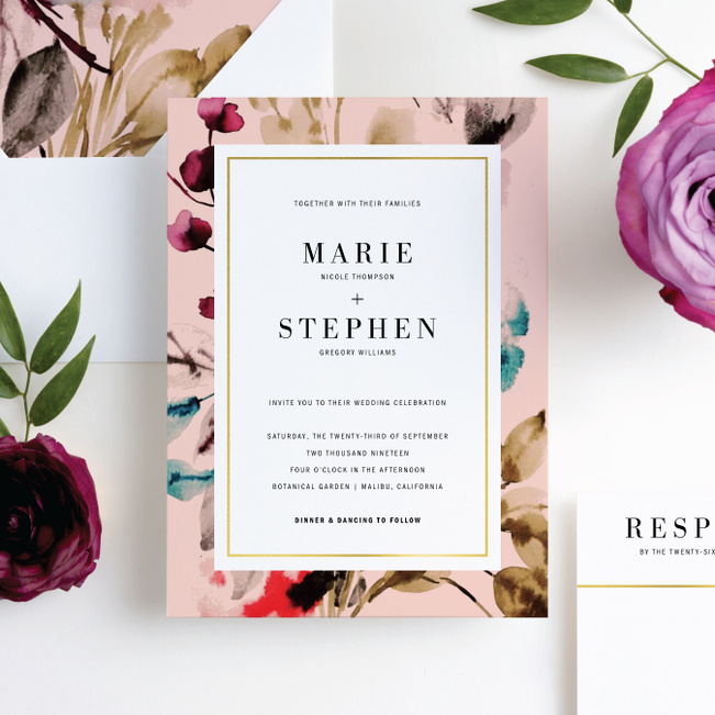 Foil Bountiful Frame Wedding Invitation Suites | Paper Culture