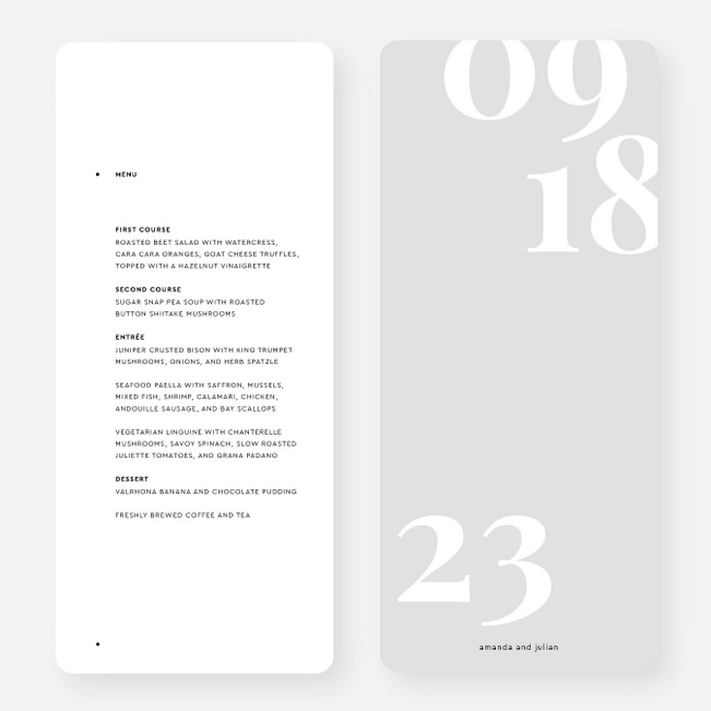 Bold Watermark Wedding Menus | Paper Culture