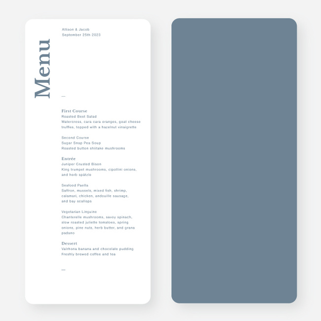 Novel Idea Wedding Menus | Paper Culture