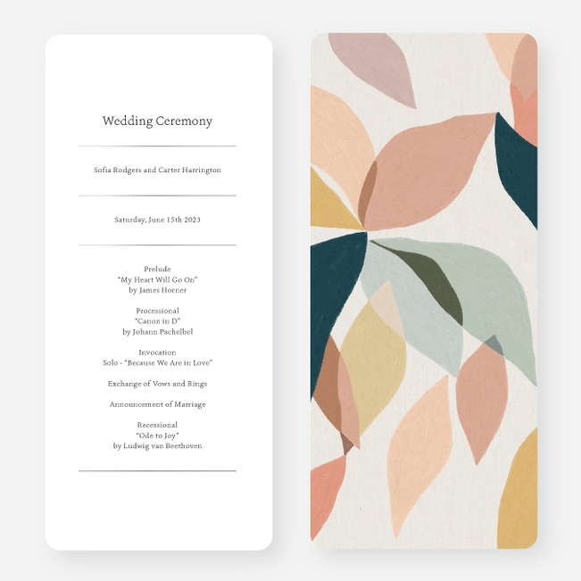 Foil Artistic Petals Wedding Programs | Paper Culture
