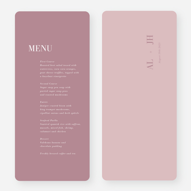 Two to Tango Wedding Menus | Paper Culture