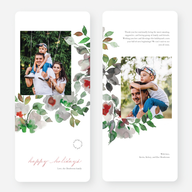 Festive Watercolors Multi Photo Holiday Cards | Paper Culture