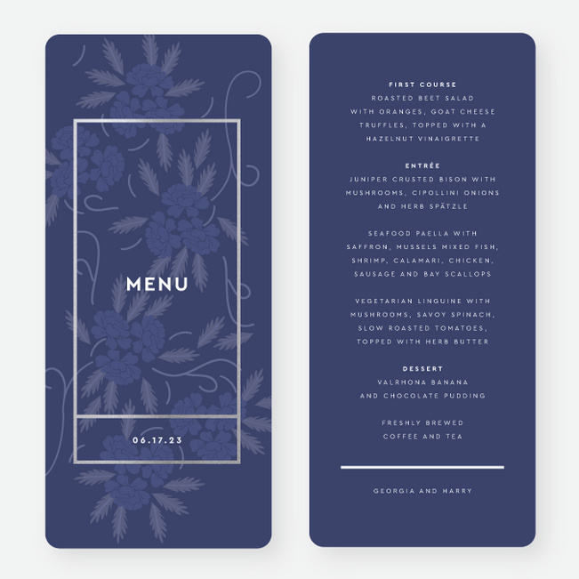 Floral Watermark Wedding Menus | Paper Culture