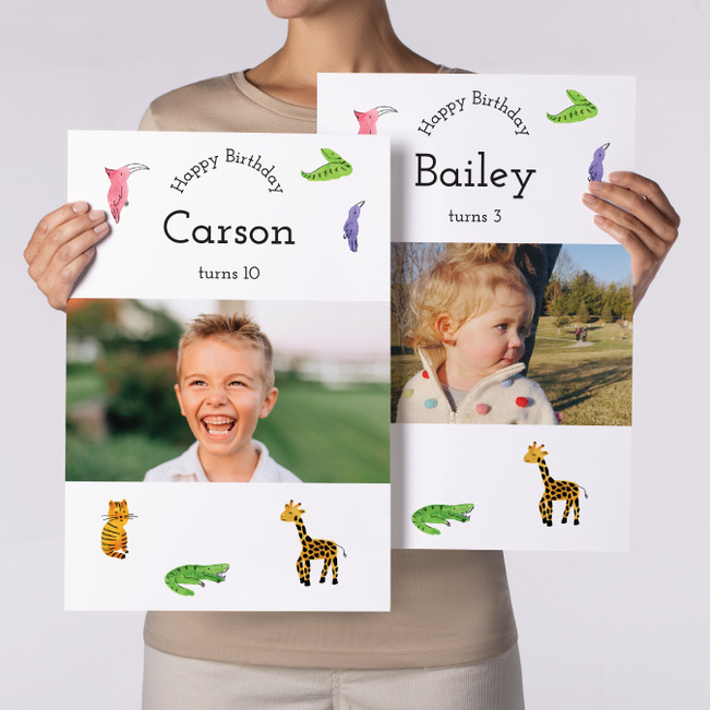 Watercolor Animals Birthday Sign | Paper Culture