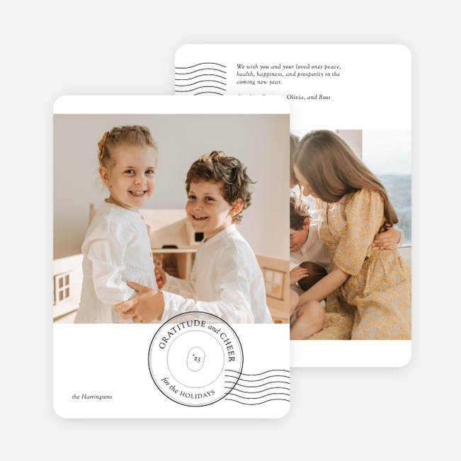 Stamped Cheers of Gratitude Holiday Cards and Invitations | Paper Culture