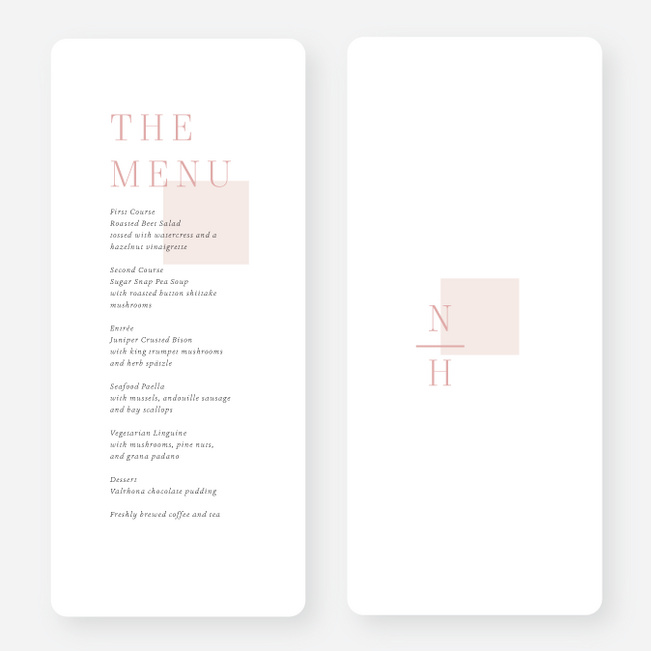 Square Direction Wedding Menus | Paper Culture