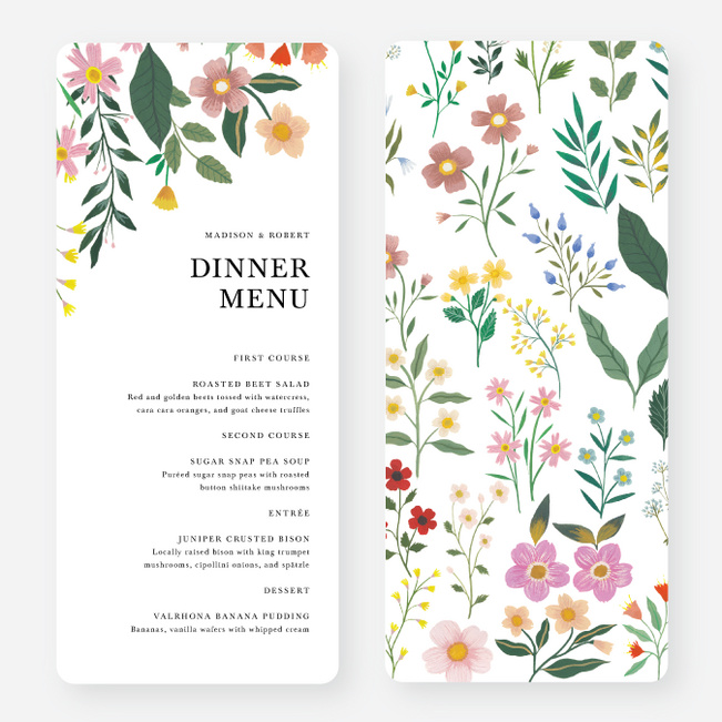 Morning Fields Wedding Menus | Paper Culture