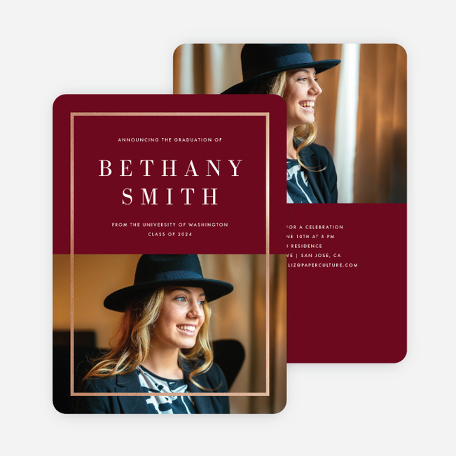 Foil Split Border Graduation Announcements | Paper Culture