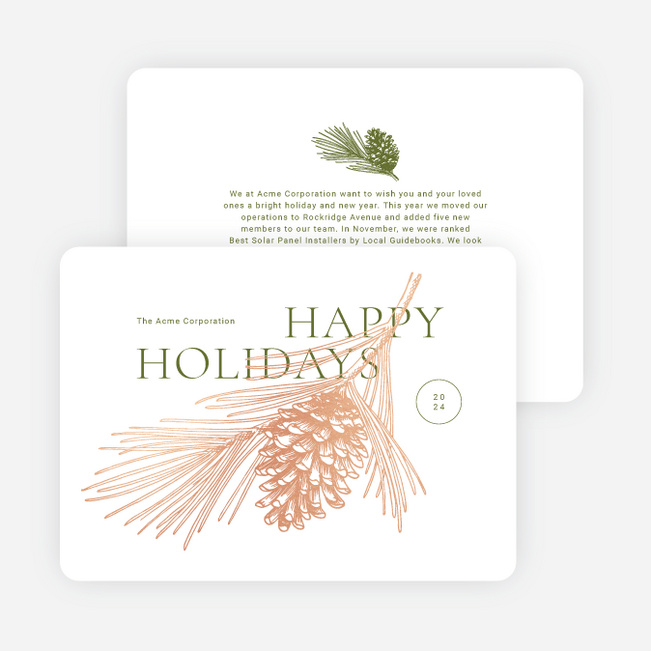 Foil-Wrapped Pinecone Business Holiday Cards & Business Christmas Cards ...