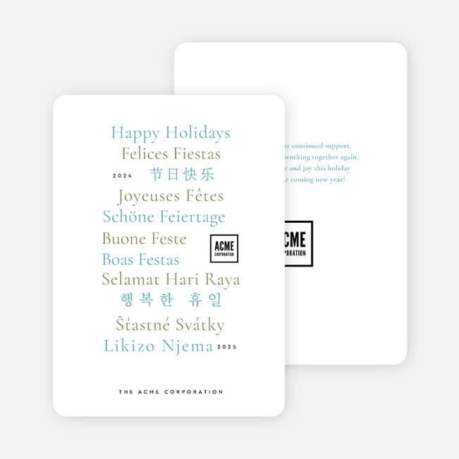 Multilingual Wishes Corporate Holiday Cards & Corporate Christmas Cards ...