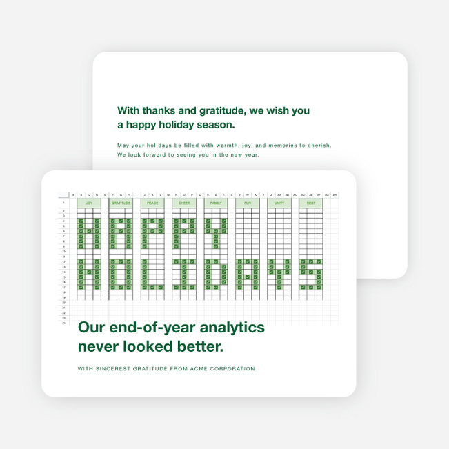 Spirited Spreadsheet Corporate Holiday Cards & Corporate Christmas ...