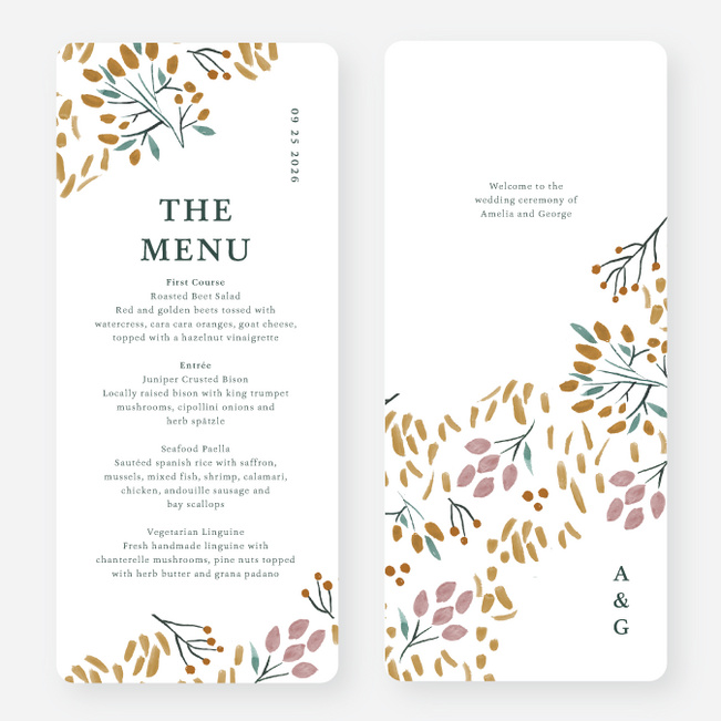 Fall Foliage Wedding Menus | Paper Culture