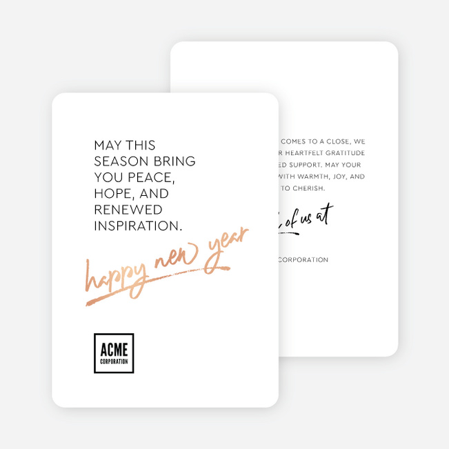 Foil Inspired Appreciation Corporate Holiday Cards & Corporate ...